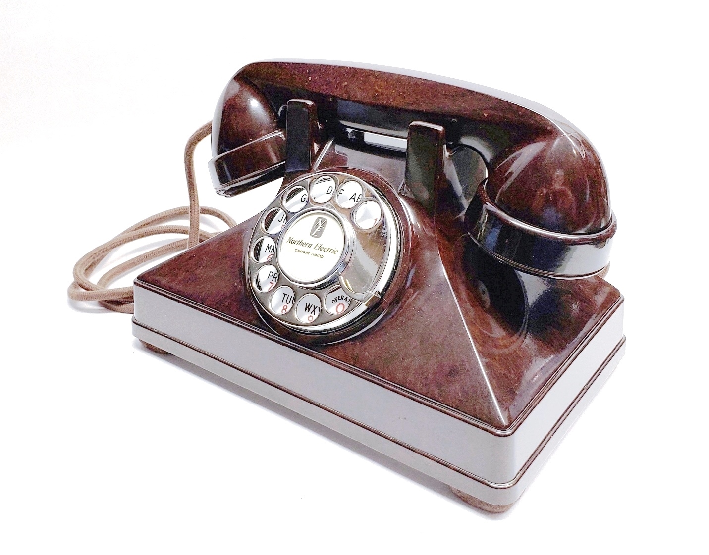 1955 Northern Electric Burled Walnut Uniphone #1 - The Old Telephone Room